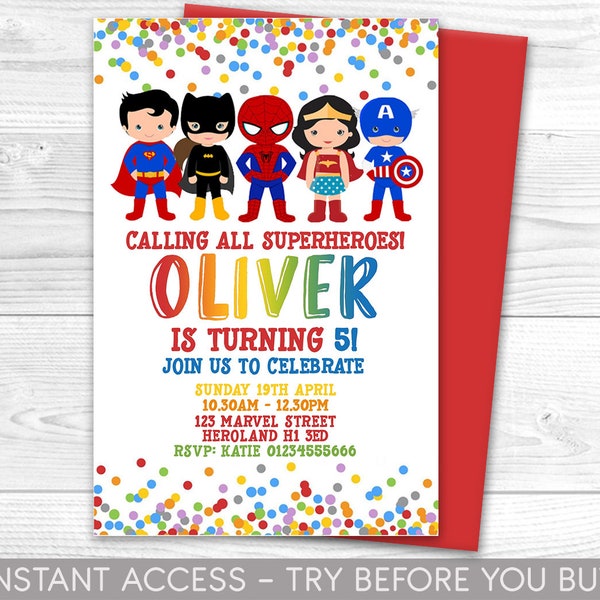 Superhero Invitation - Etsy