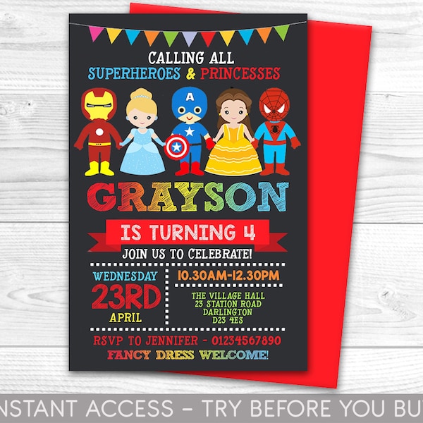 Superhero Invitation - Etsy