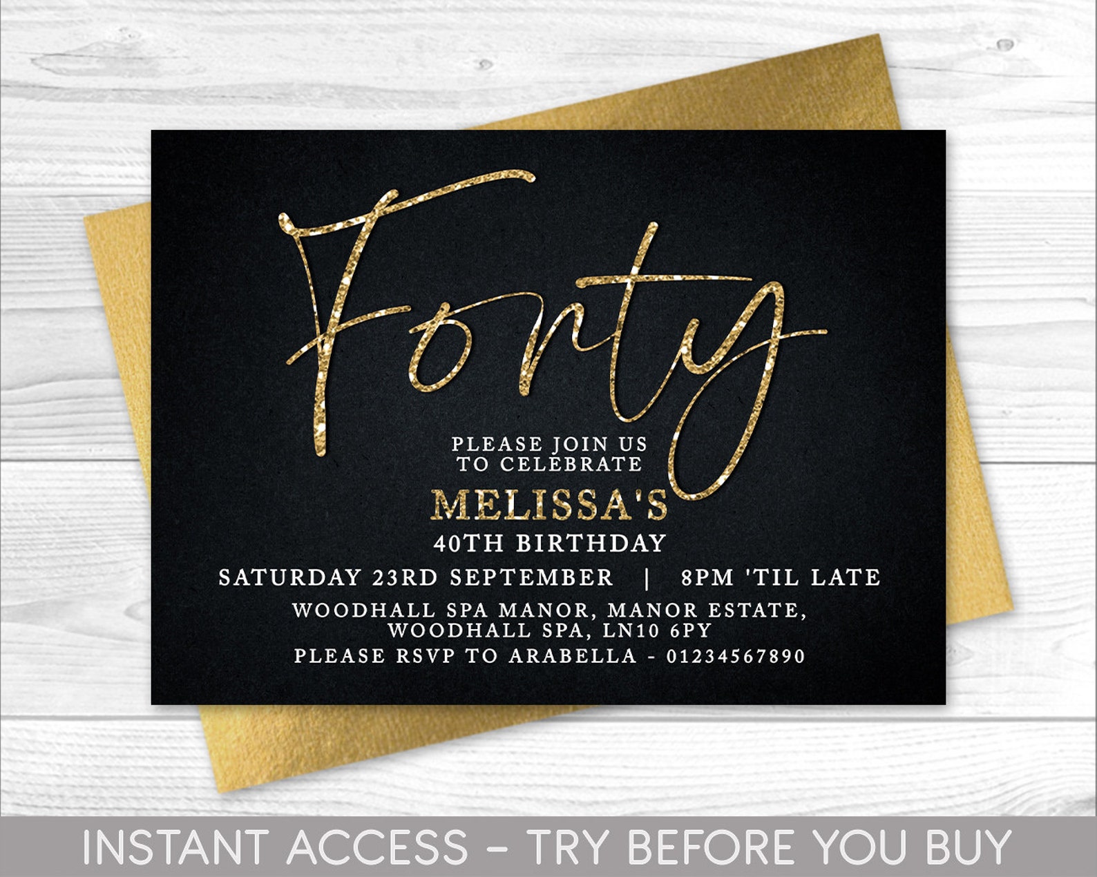 40th Birthday Invitation 40th Birthday Party Invitation Any | Etsy