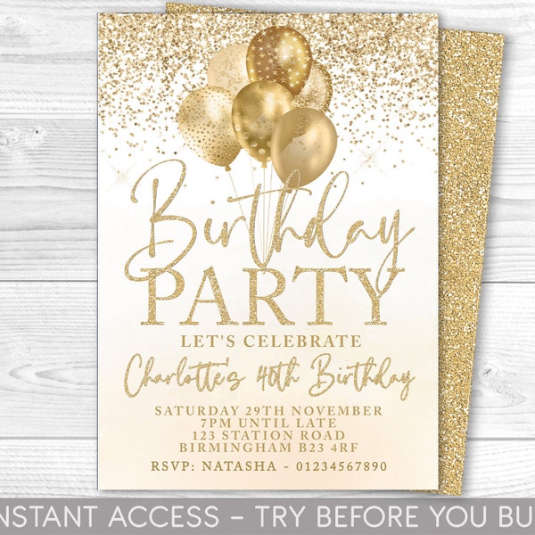 Gold Invitation - Etsy