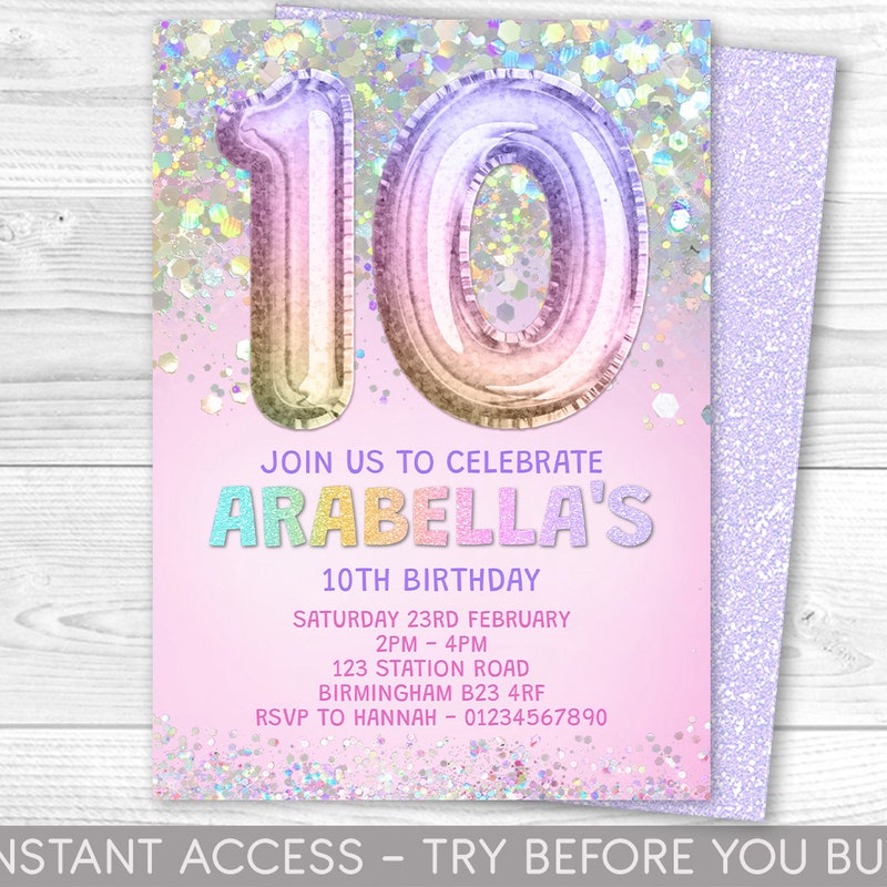 10th Birthday Invitation - Etsy