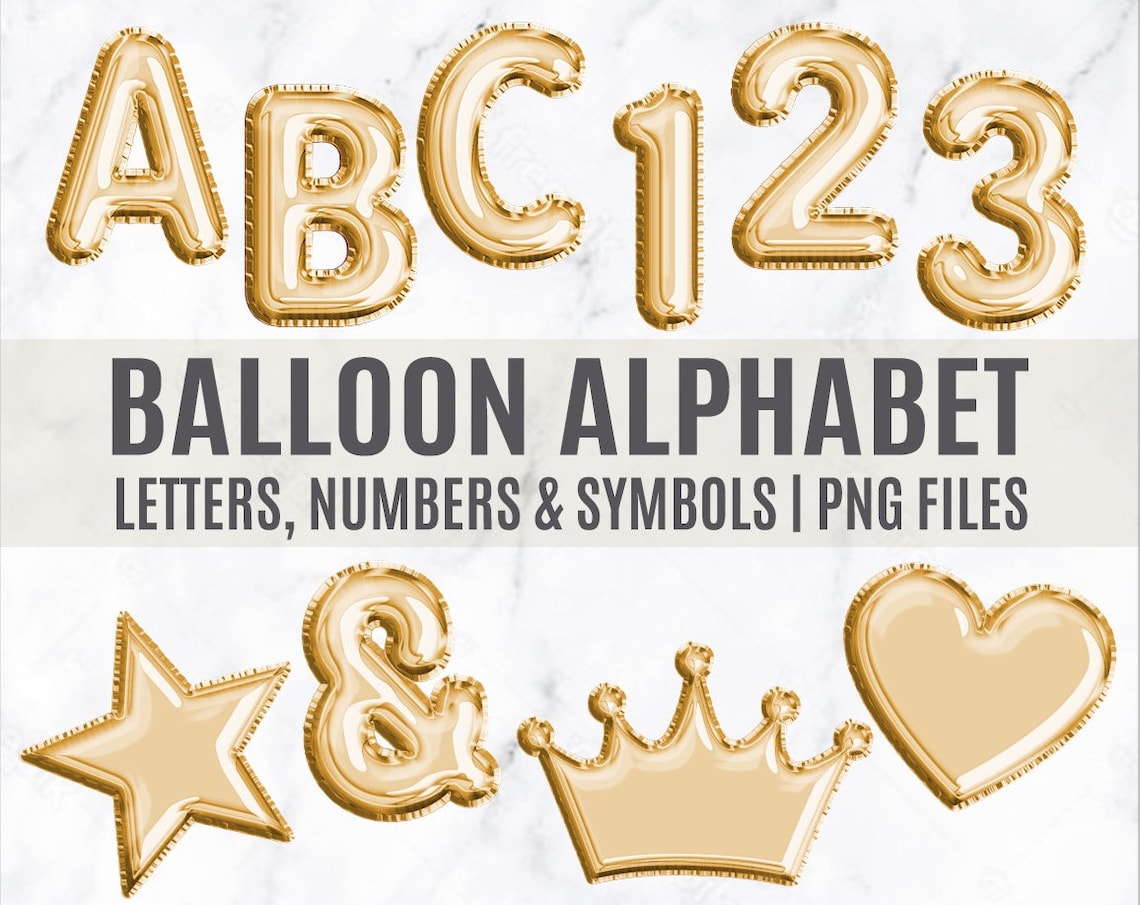Gold Balloon Alphabet Clip Art Gold Balloon Letters Gold Foil - Etsy