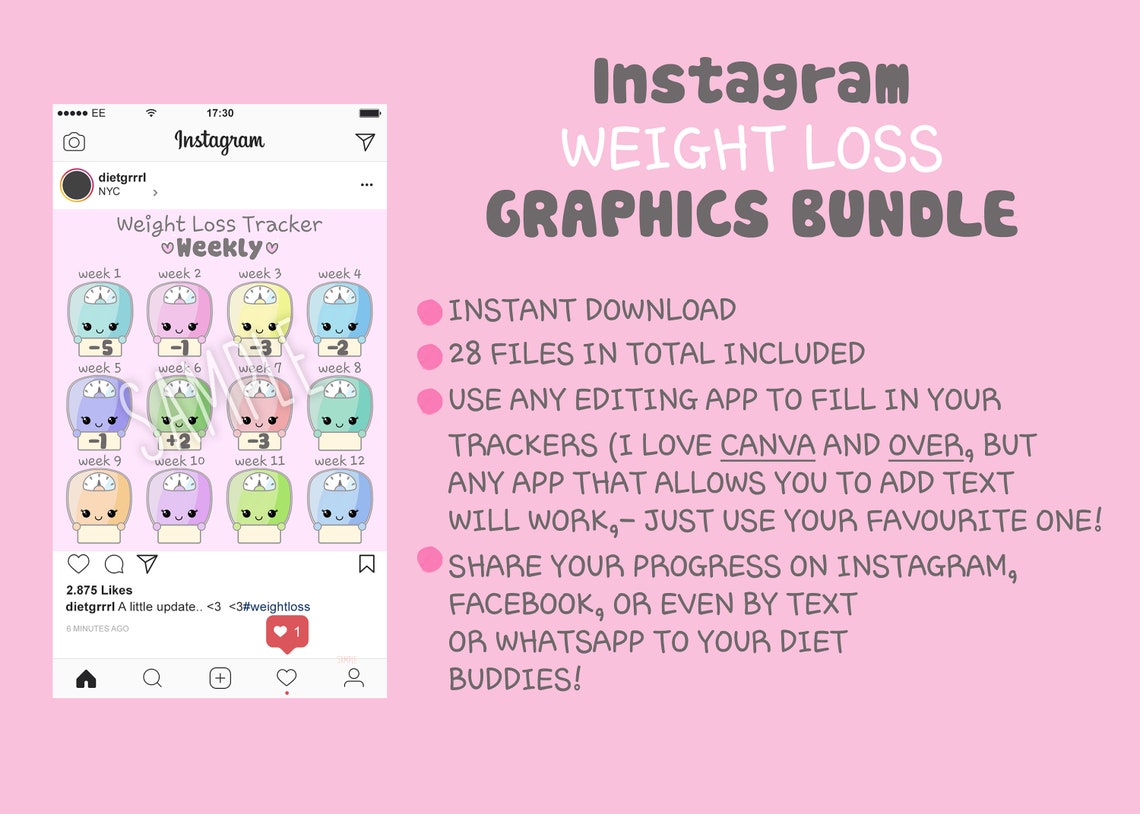 Instagram Weight Loss Tracker, Cute, Kawaii, Scales, Diet Chart, Weight ...