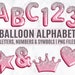 Pink Silver Glitter Balloon Alphabet Clip Art, Balloon Letters, Pink ...