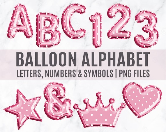 Pink Polka Dot Balloon Alphabet Clip Art Balloon Letters | Etsy