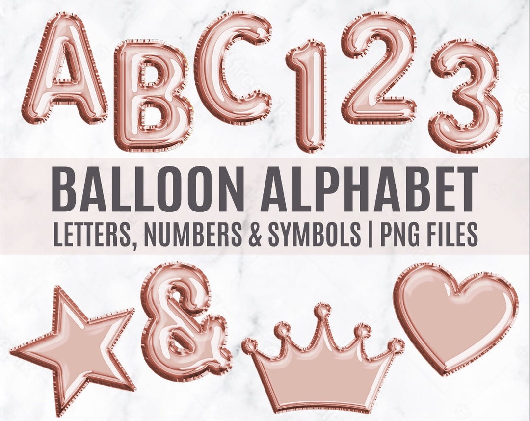 Rose Gold Balloon Alphabet Clip Art, Rose Gold Balloon Letters, Rose ...