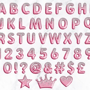 Pink Silver Glitter Balloon Alphabet Clip Art, Balloon Letters, Pink ...