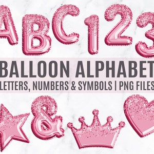 Pink Glitter Balloon Alphabet Clip Art, Balloon Letters, Pink Foil ...