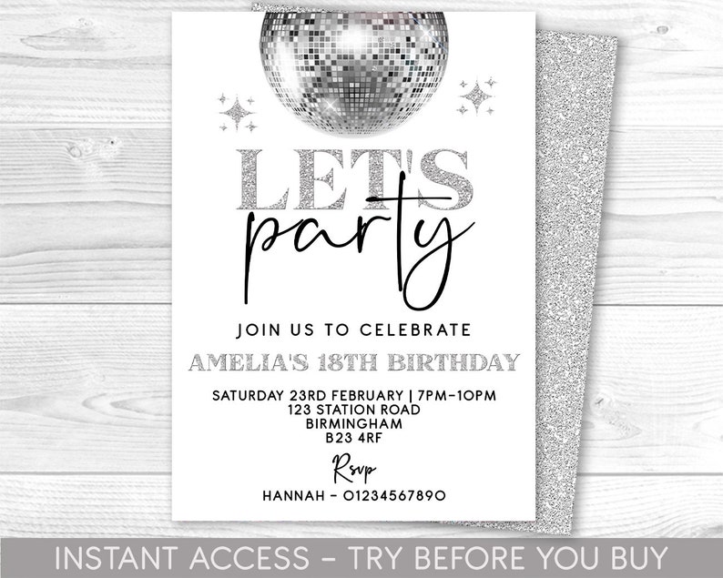 Disco Party Invitation Personalised Printable Digital File - Etsy