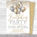 Gold and Silver Birthday Invitation, Editable Party Invite, Silver and ...