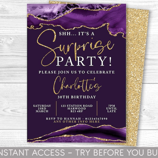 Purple Invitations - Etsy