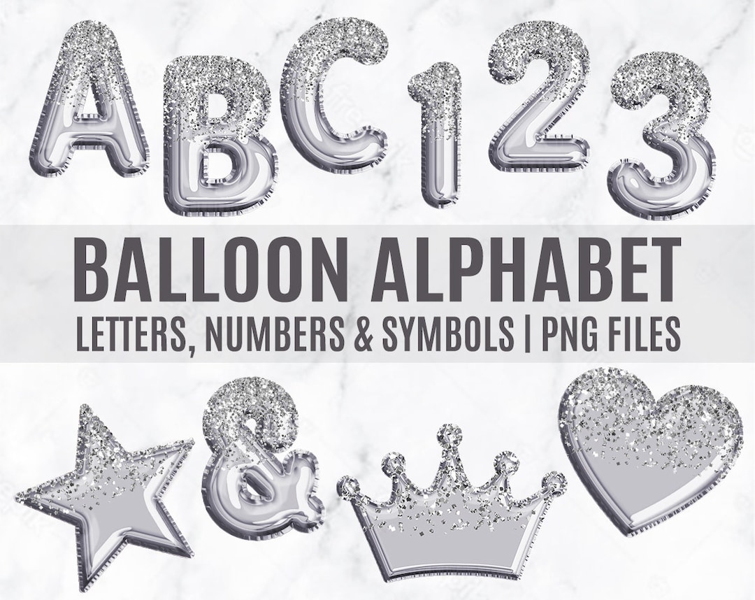 Silver Glitter Balloon Alphabet Clip Art, Silver Balloon Letters ...