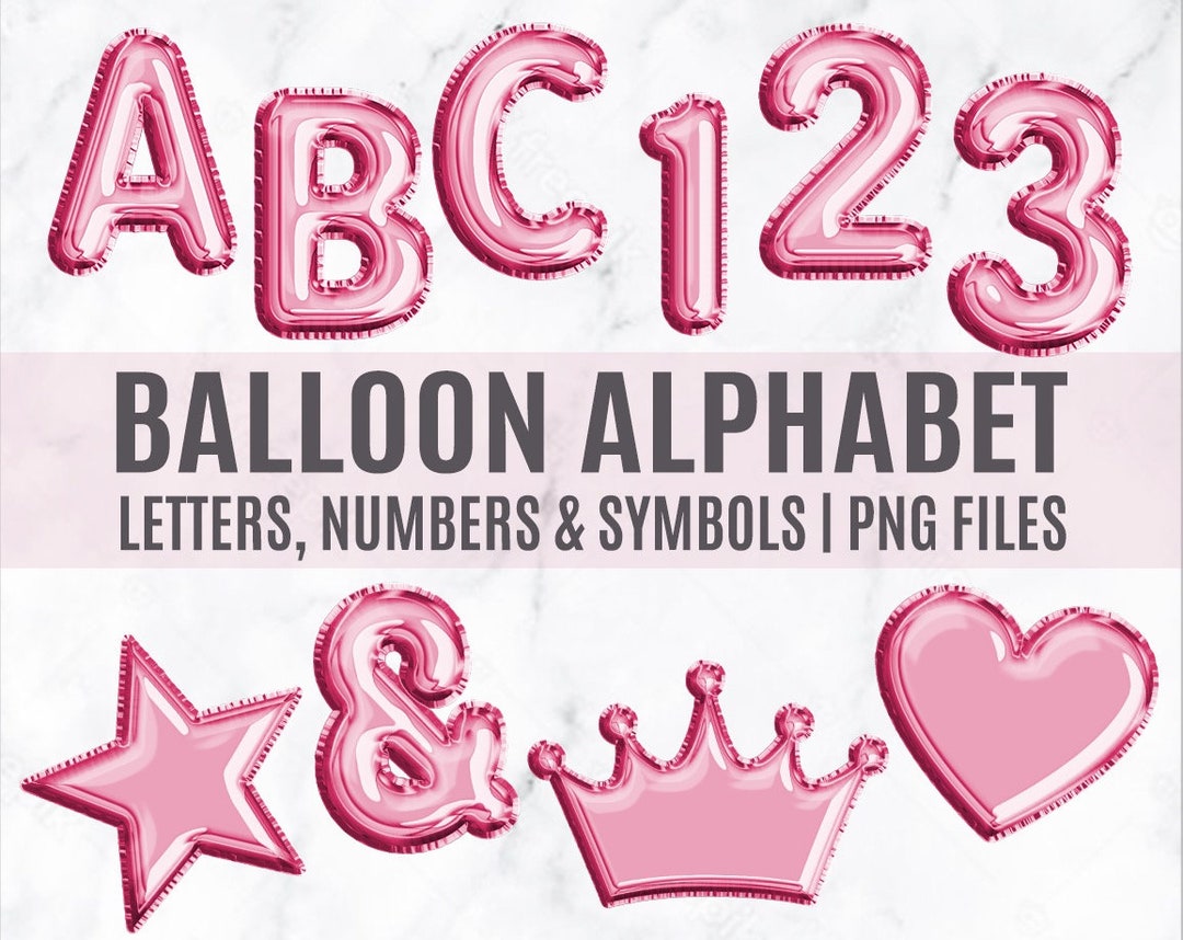 Pink Glitter Balloon Alphabet Clip Art, Balloon Letters, Pink Foil ...
