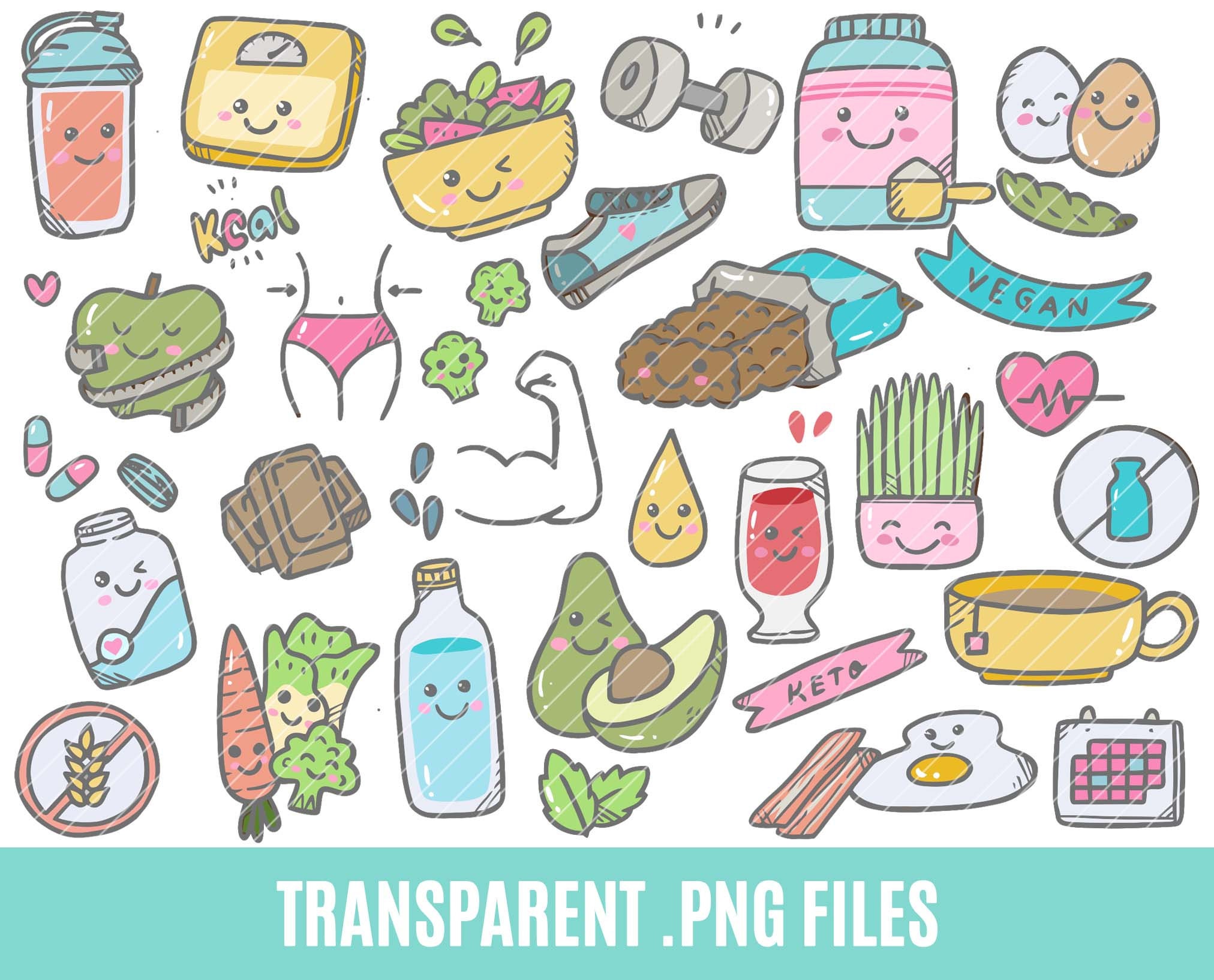 Diet Clip Art Fitness Clip Art Weight Loss Clip Art Health - Etsy UK