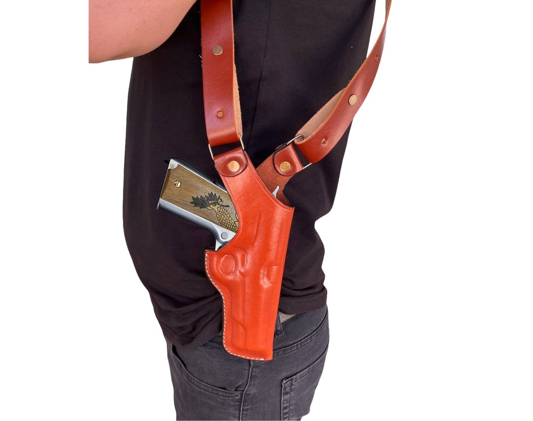 Colt 1911 Leather Shoulder Holster: Genuine Calf Leather, Double ...