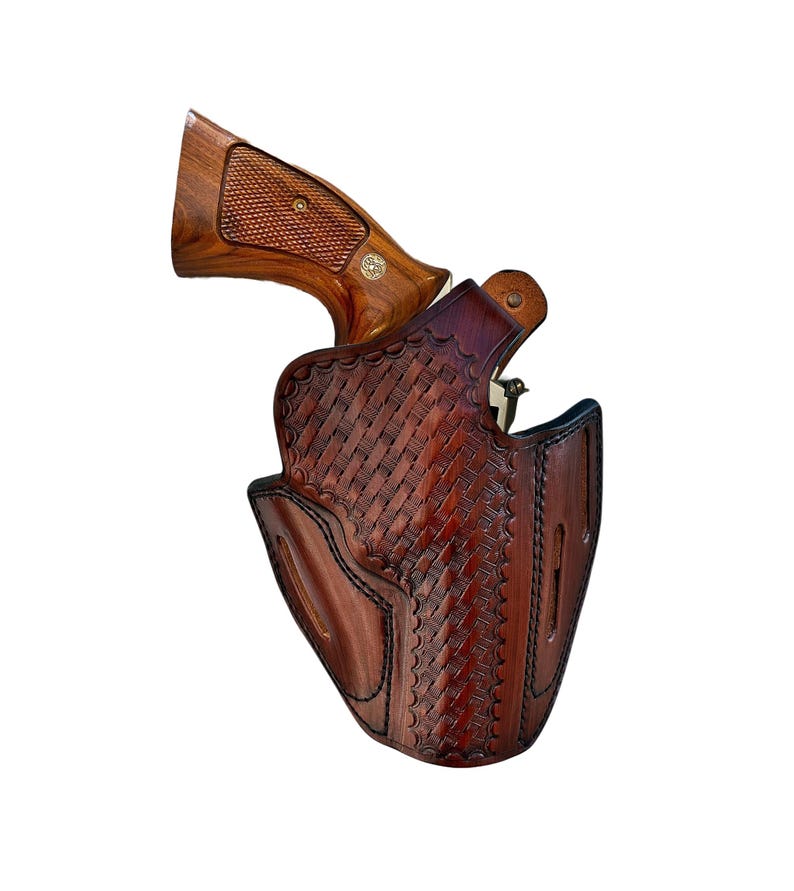Basketweave Revolver Leather Holster Fits Colt Python, King Cobra ...