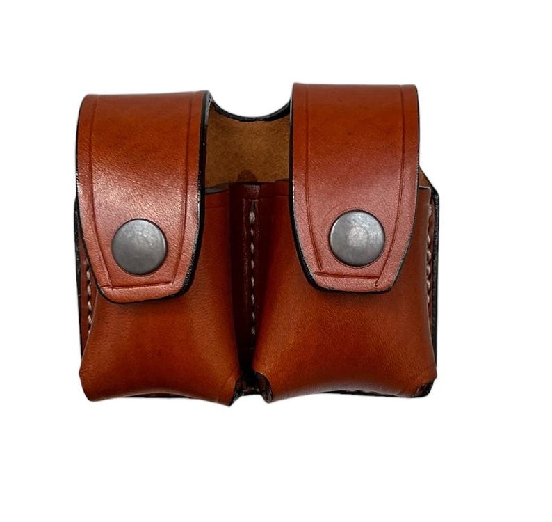 Speedloader Leather Belt Double Carrier, Revolver Magazine Case ...