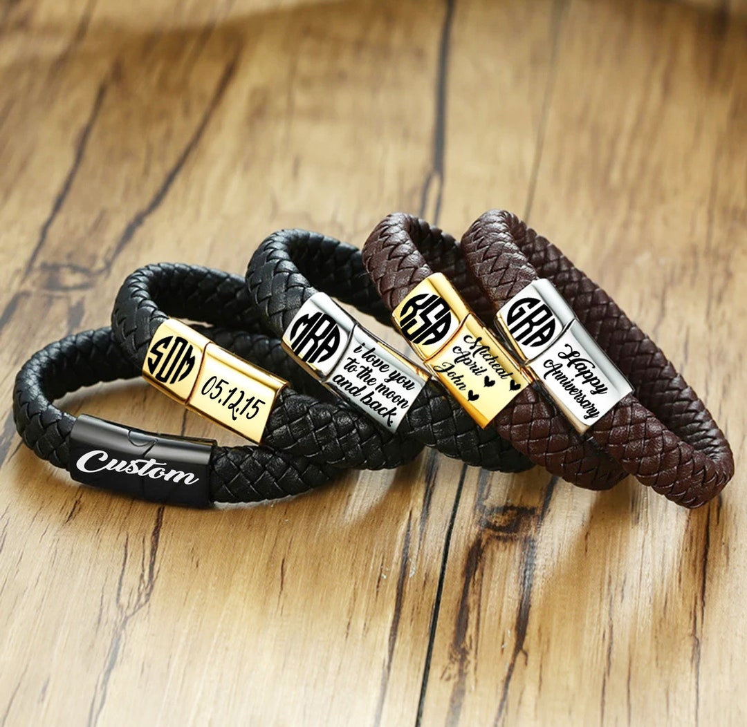 Men Bracelet monogram Father's Day Gift Dad Bracelet - Etsy