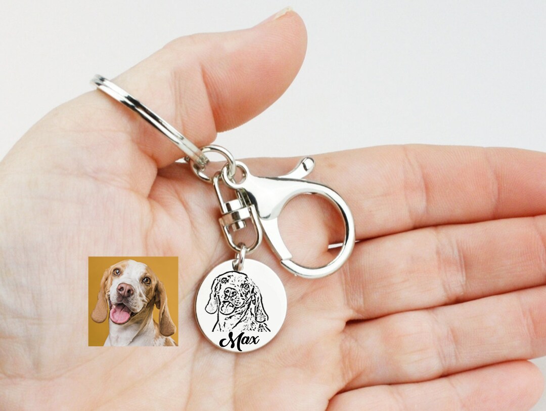 Engraved Personalized Pet Gifts Custom Pet Portrait Key Chain - Etsy