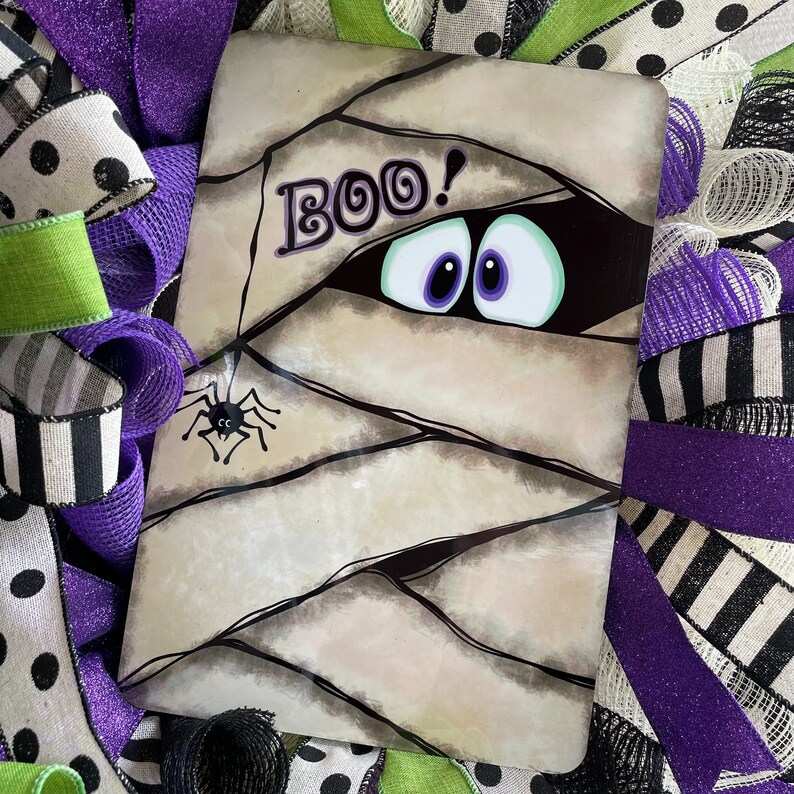 Halloween Wreath, Fall Mummy Wreath for Front Door, Halloween Boo Decor ...