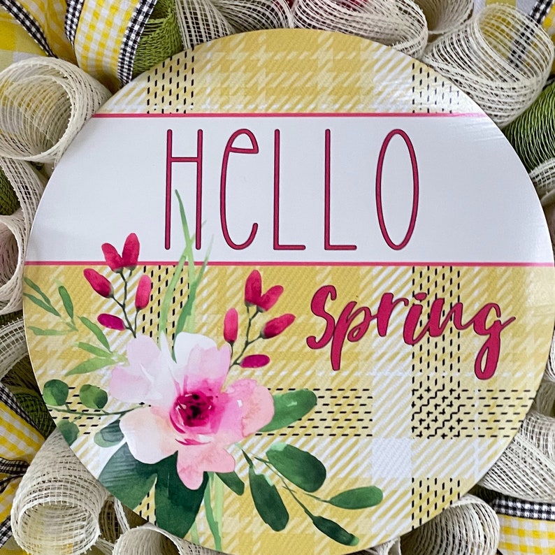 Spring Wreath Hello Spring Wreath for Front Door Easter Door - Etsy