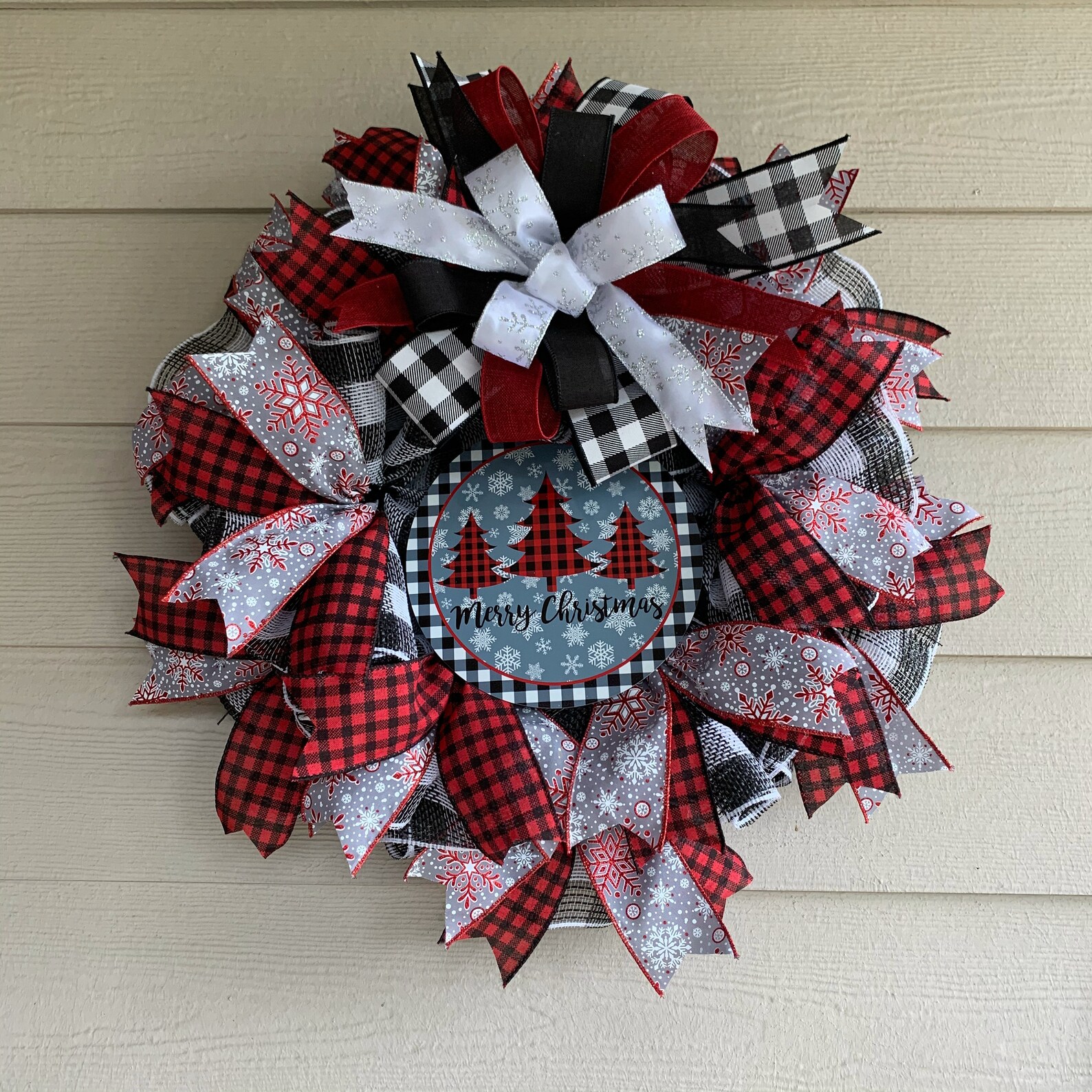 Buffalo Plaid Christmas Wreath For Front Door Winter Front Etsy