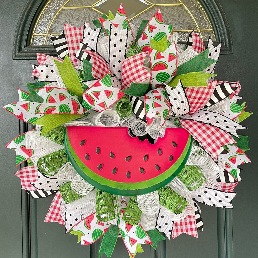 Summer Watermelon Wreath Large Mesh Wreath Watermelon Decor Summer