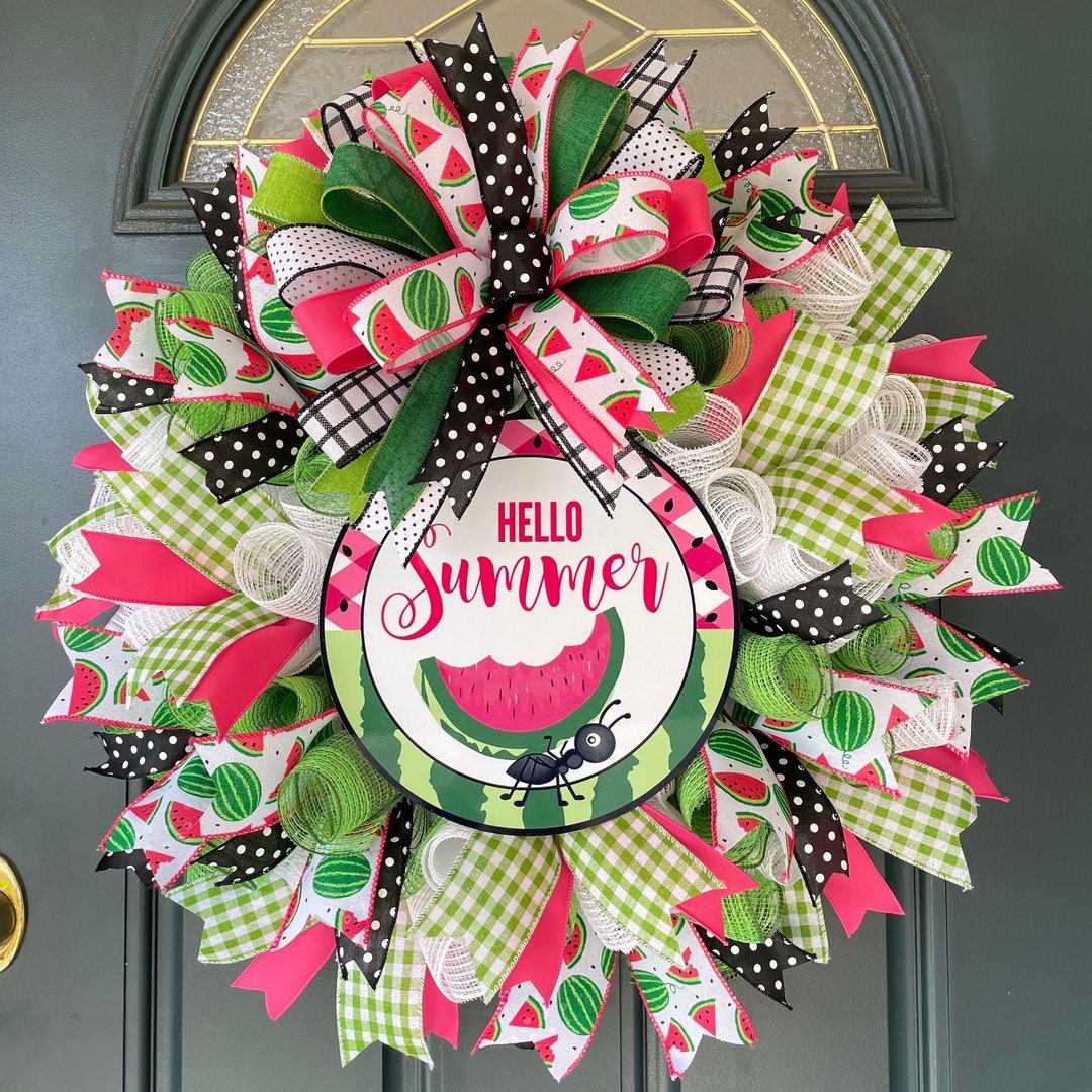 Summer Watermelon Wreath Large Mesh Wreath Watermelon Decor Summer