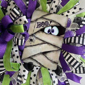 Halloween Wreath, Fall Mummy Wreath for Front Door, Halloween Boo Decor ...