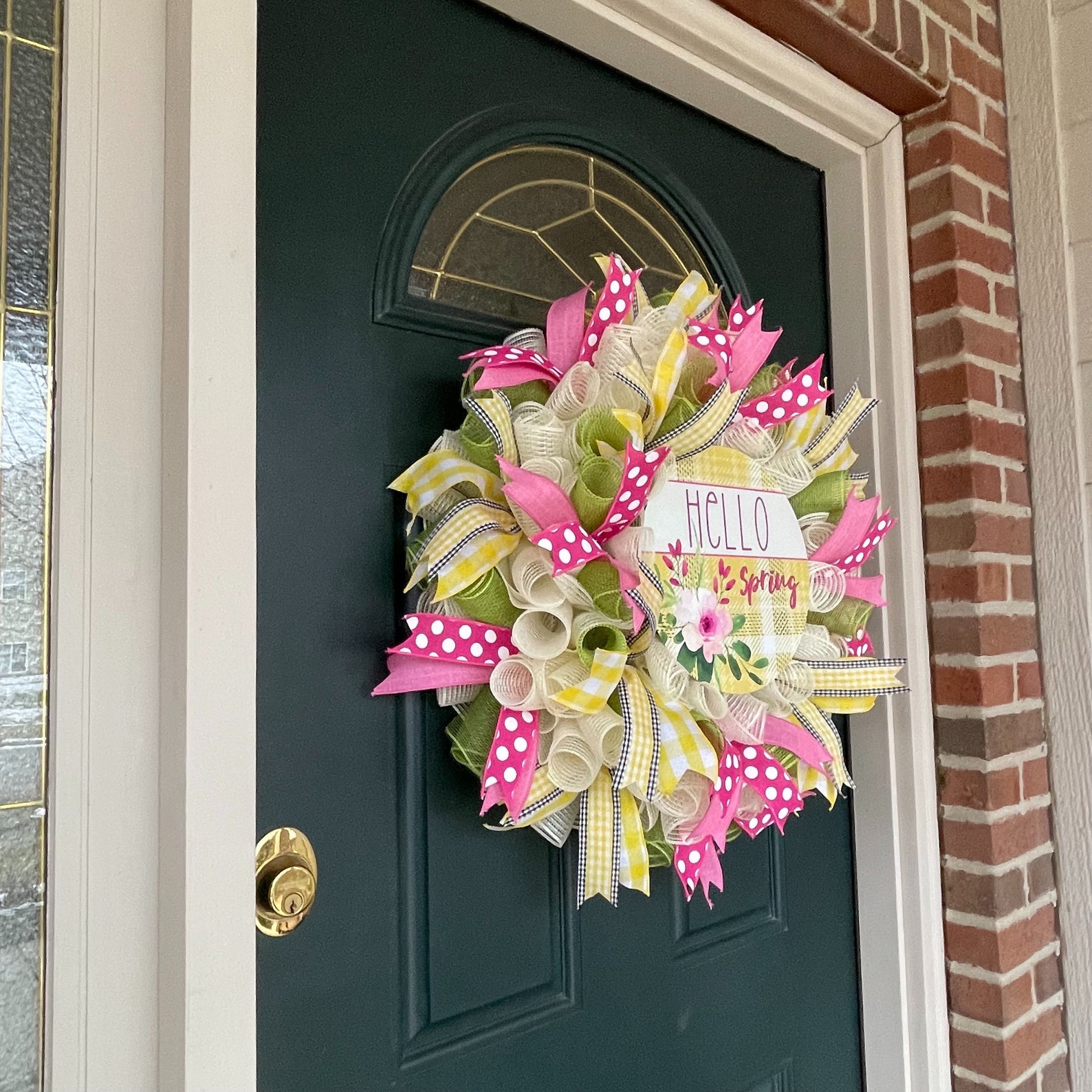 Spring Wreath Hello Spring Wreath for Front Door Easter Door | Etsy