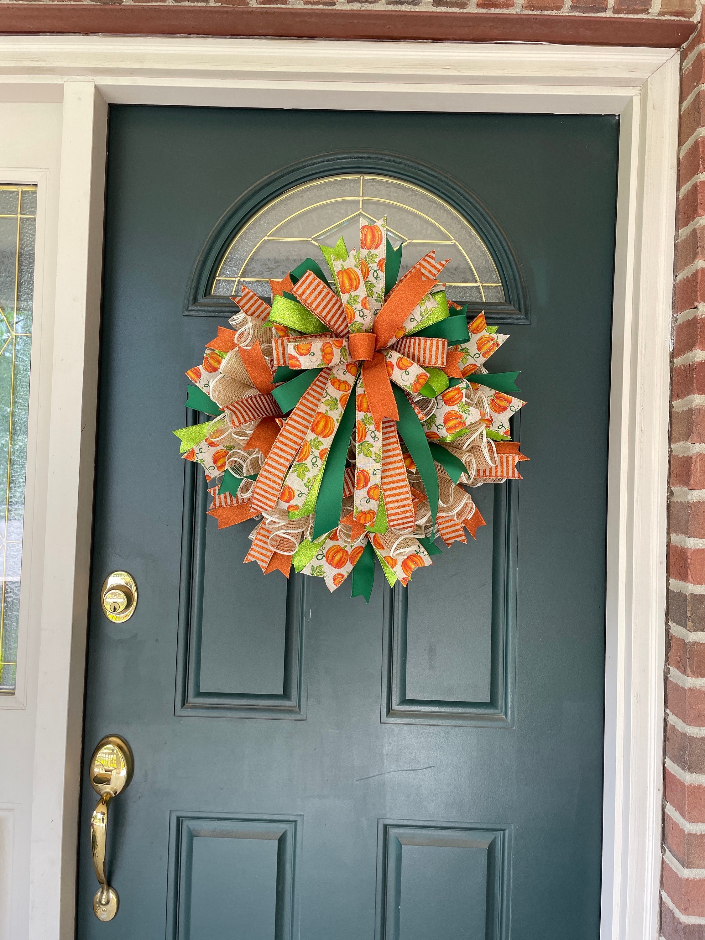 Fall Glitter Pumpkin Wreath for Front Door, Fall Country Door Decor ...