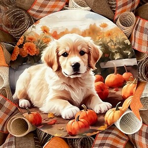 Handmade Fall Dog Wreath: Pumpkin Patch Puppy Front Door Decor - Etsy