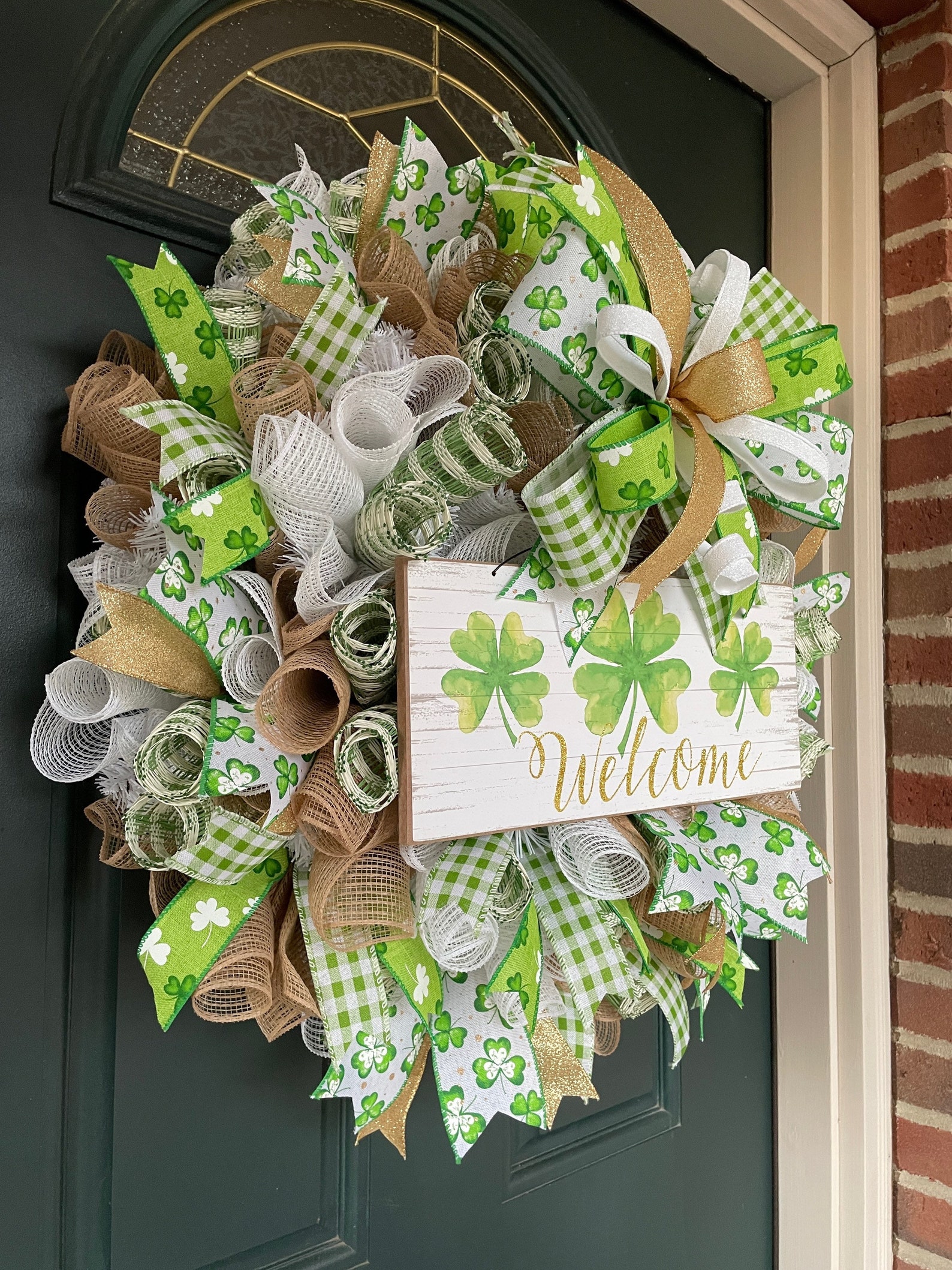 St. Patricks Day Wreath March Welcome Mesh Wreath for Irish - Etsy