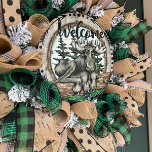 Woodland Moose Welcome Wreath Rustic Holiday Wreath for Front | Etsy