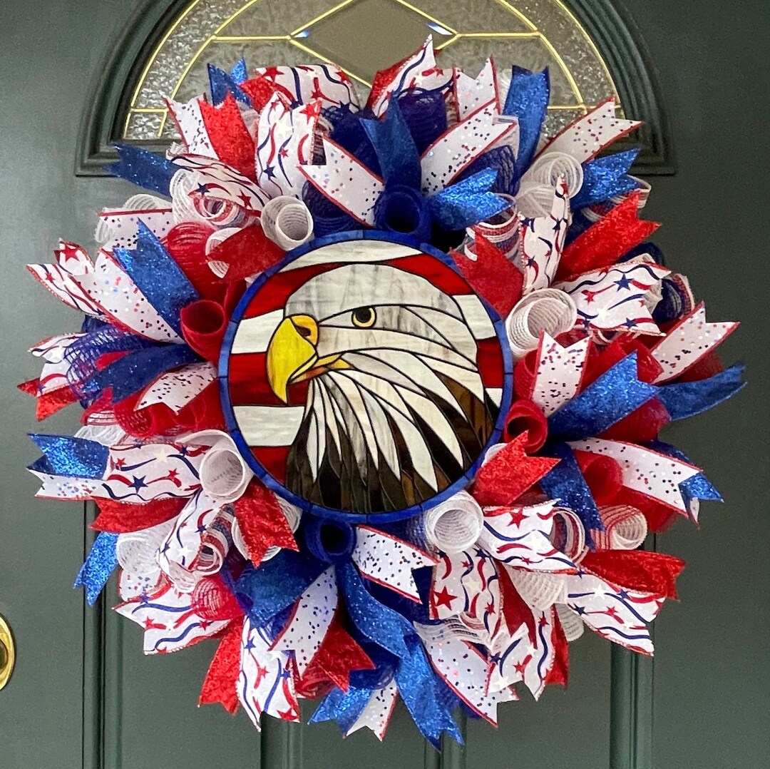 Patriotic Wreath, 4th of July Wreath, Summer Wreath for Front Door ...