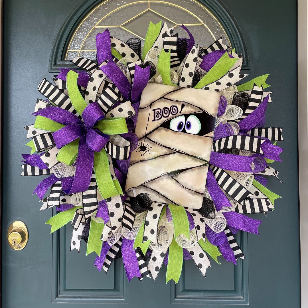 Halloween Wreath Fall Mummy Wreath for Front Door Halloween - Etsy