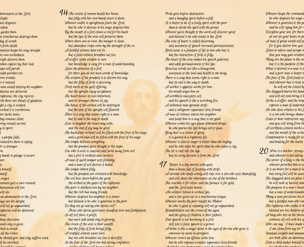 The Book of Proverbs - Digital Print Poster - Contains the Entire Text ...