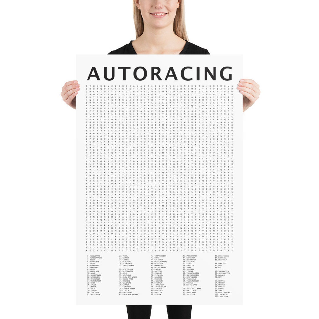 Autoracing Giant Word Search on Premium Quality Poster - Etsy