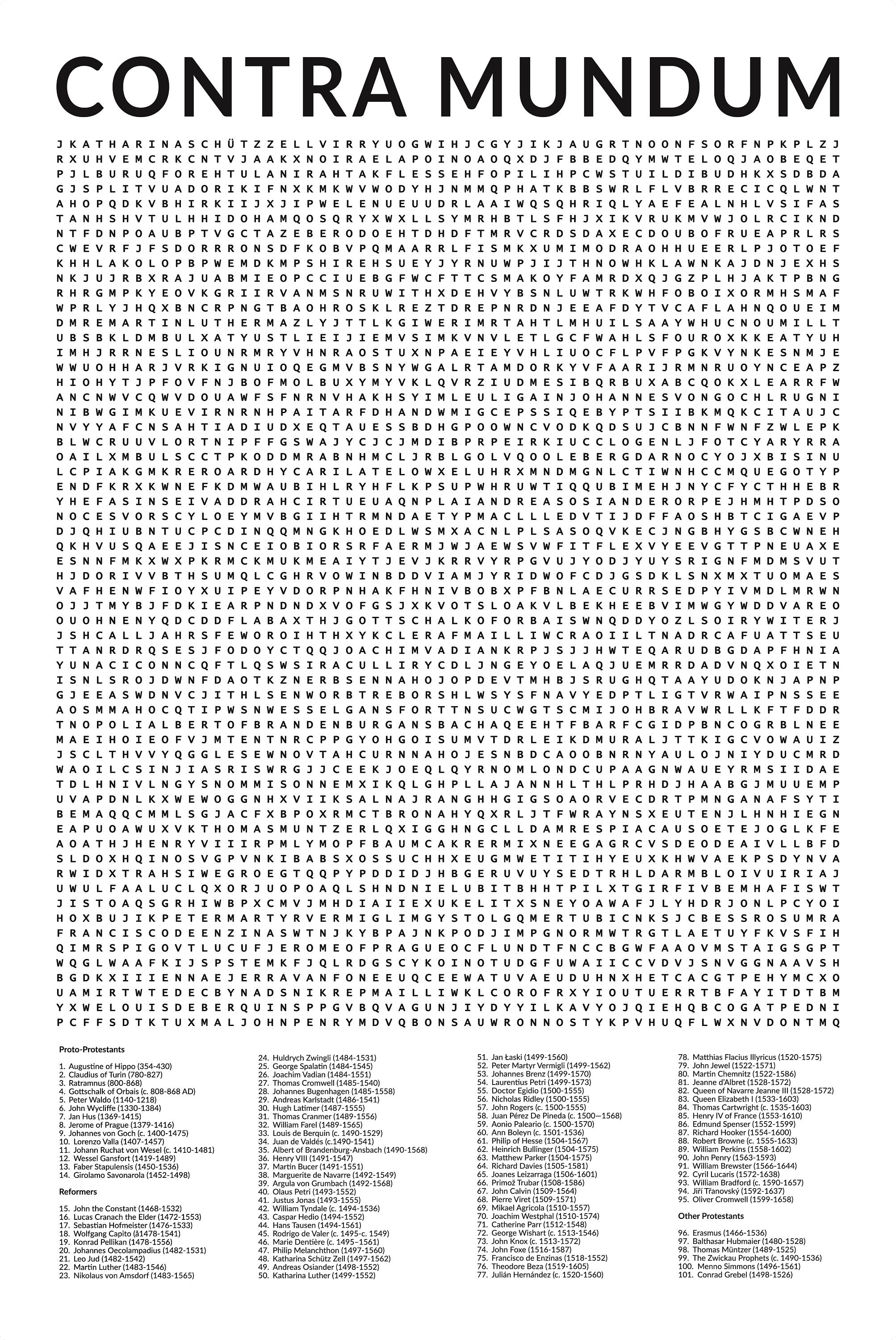 Protestant Reformers Word Search Poster - Etsy