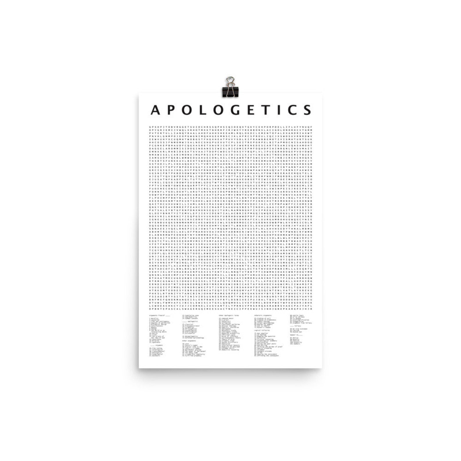 Apologetics 101 Giant Word Search Poster on Premium Quality | Etsy