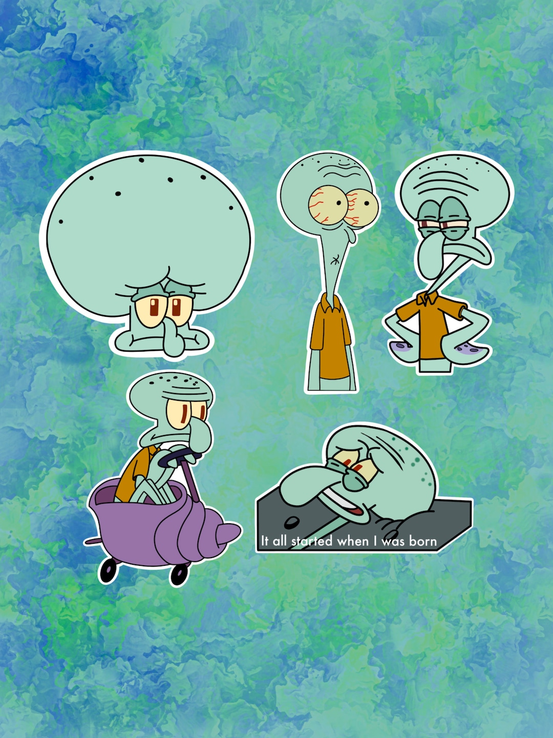 Squidward Laptop Stickers Spongebob Squarepants Krusty Krab - Etsy