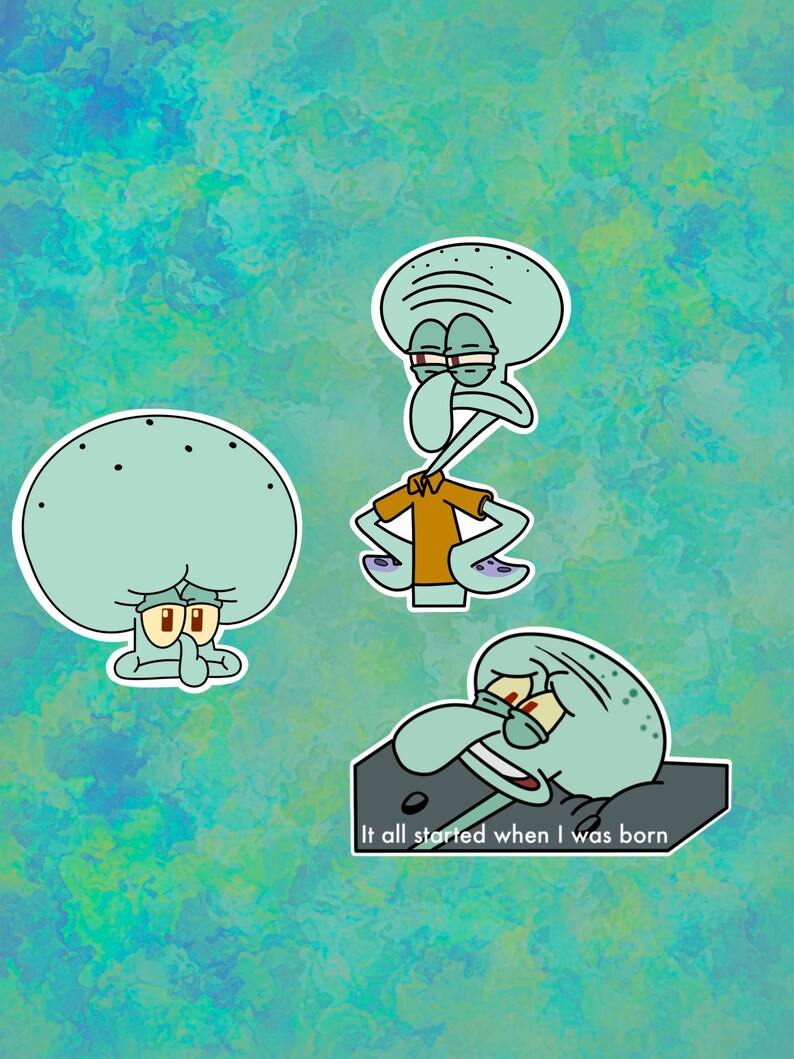 Squidward Laptop Stickers Spongebob | Etsy