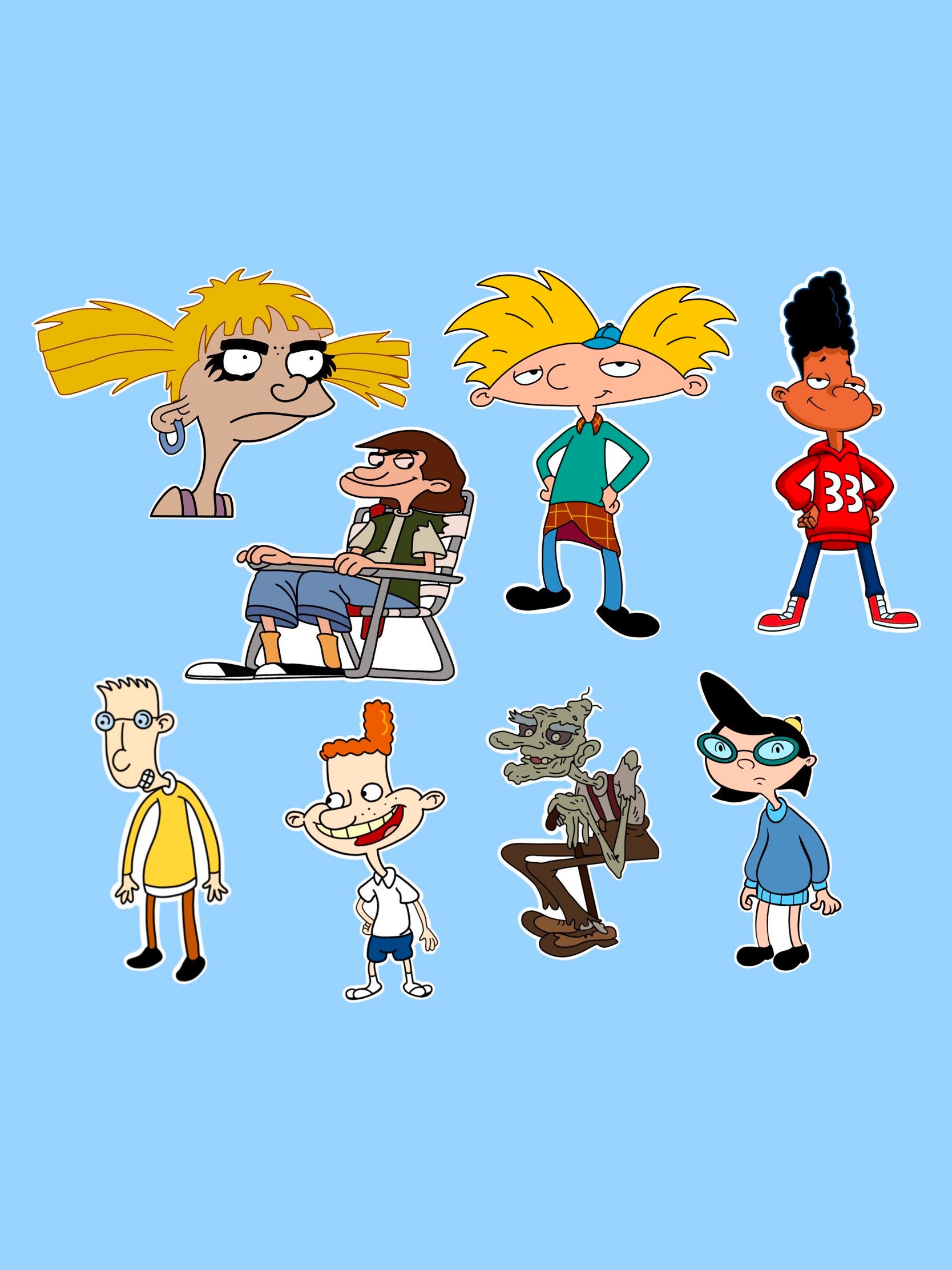 Hey Arnold Laptop Sticker Etsy Hey Arnold Characters Nickelodeon