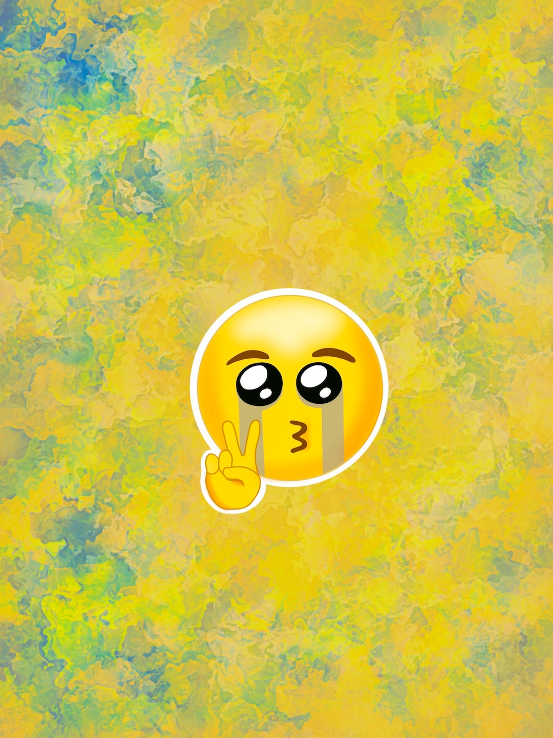 Crying Peace Sign Emoji Laptop, Water Bottle Sticker - Etsy