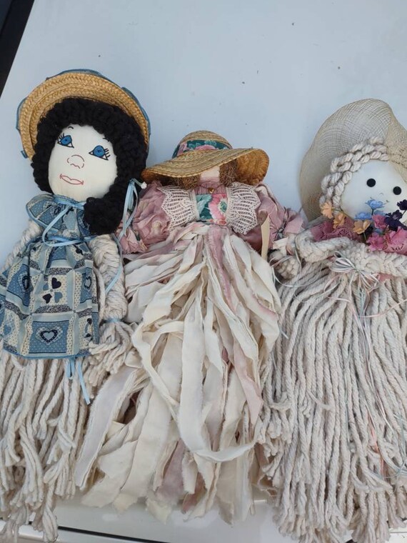 3 Vintage Mop Dolls - Etsy