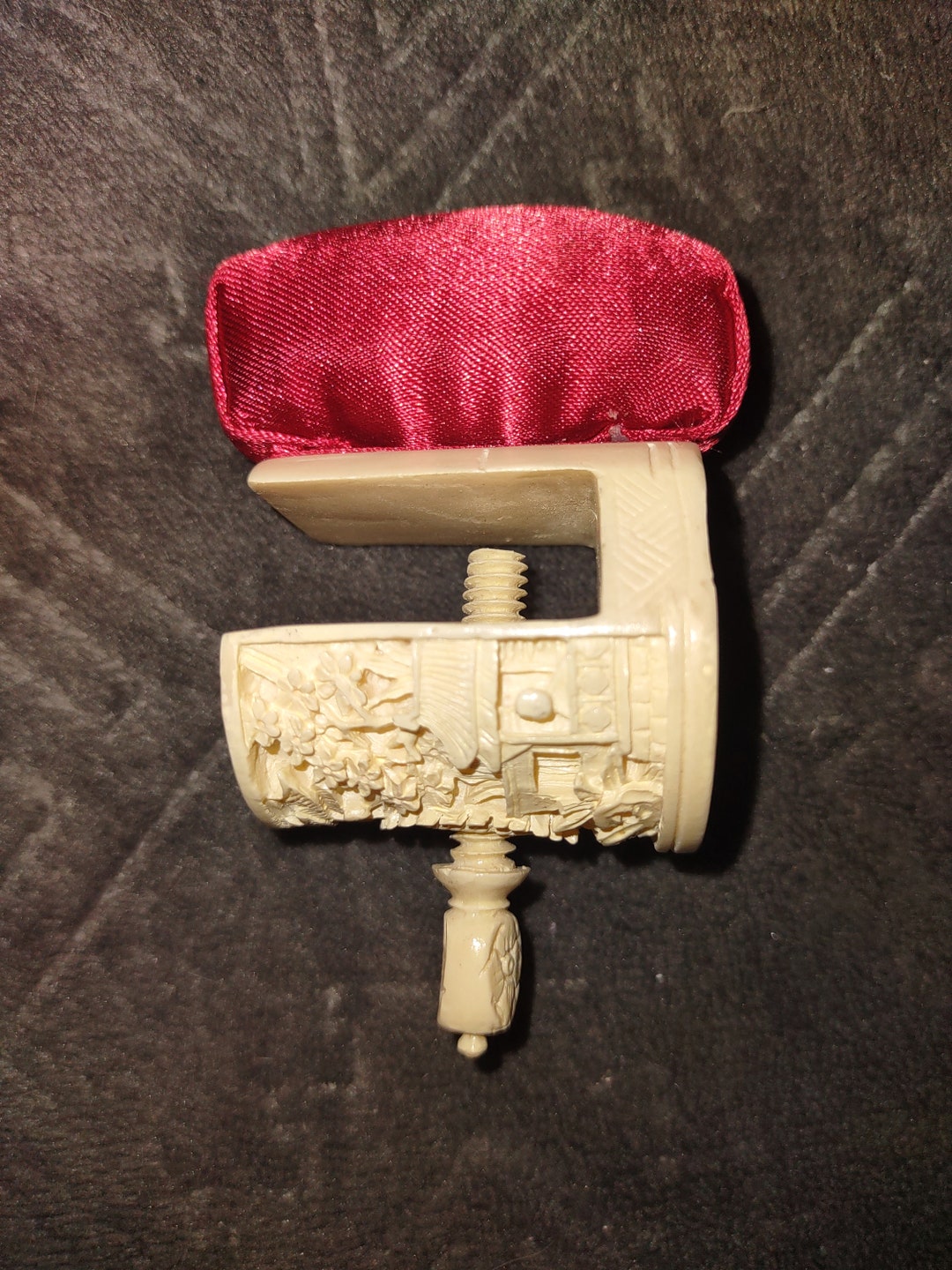 Victorian Era Carved Bone Clamp on Pin Cushion - Etsy
