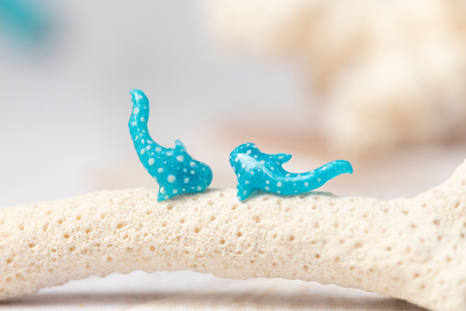 Minimalist Handmade Ocean Animal Earrings, Unique Resin Shark Ear ...