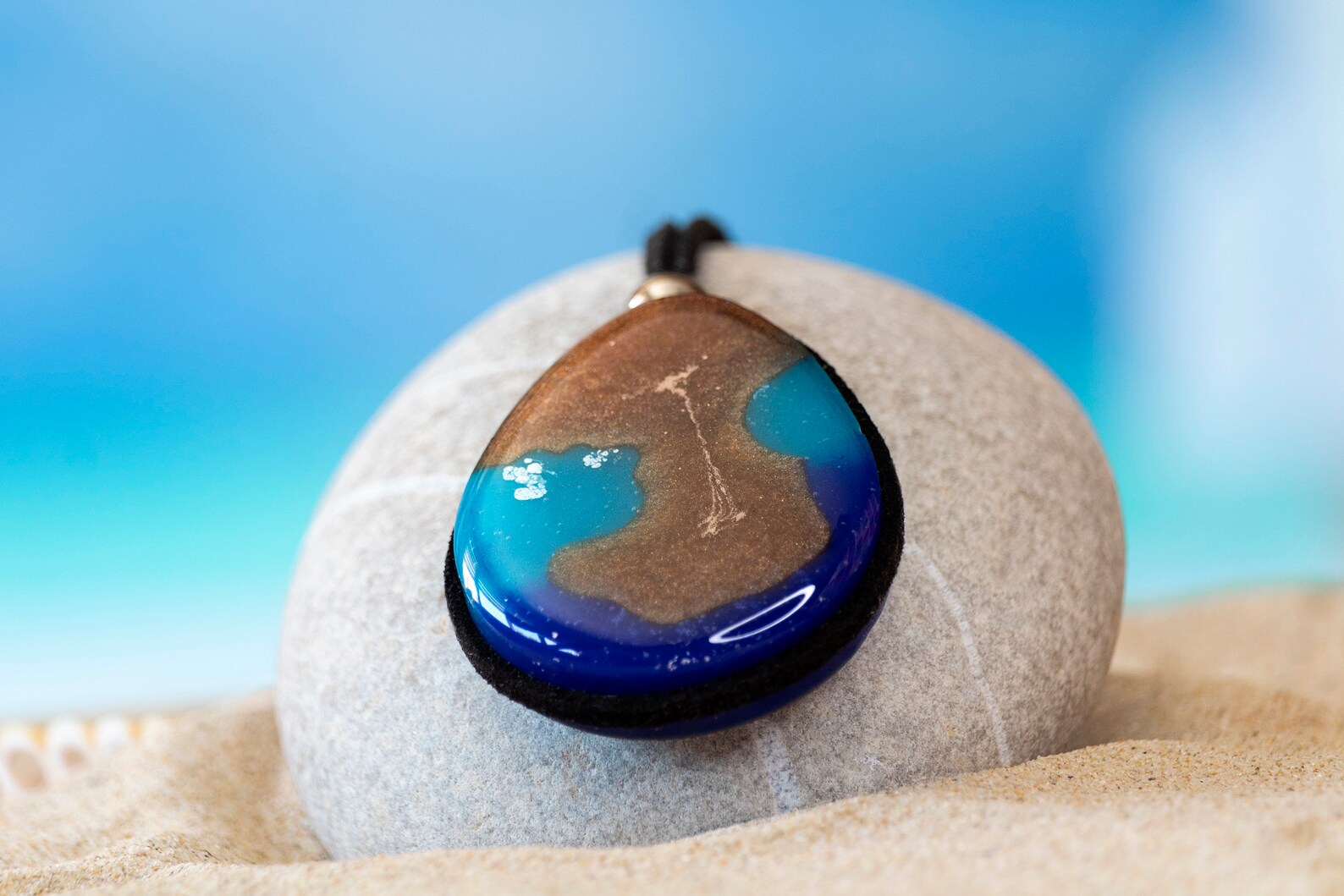 Coastal Sea Pendant Oval Beach Ocean Necklace Jewelry - Etsy