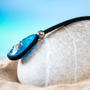 Turtle Charm Beach Pendant Necklace, Beach Resin Filled Jewellery, Tiny ...