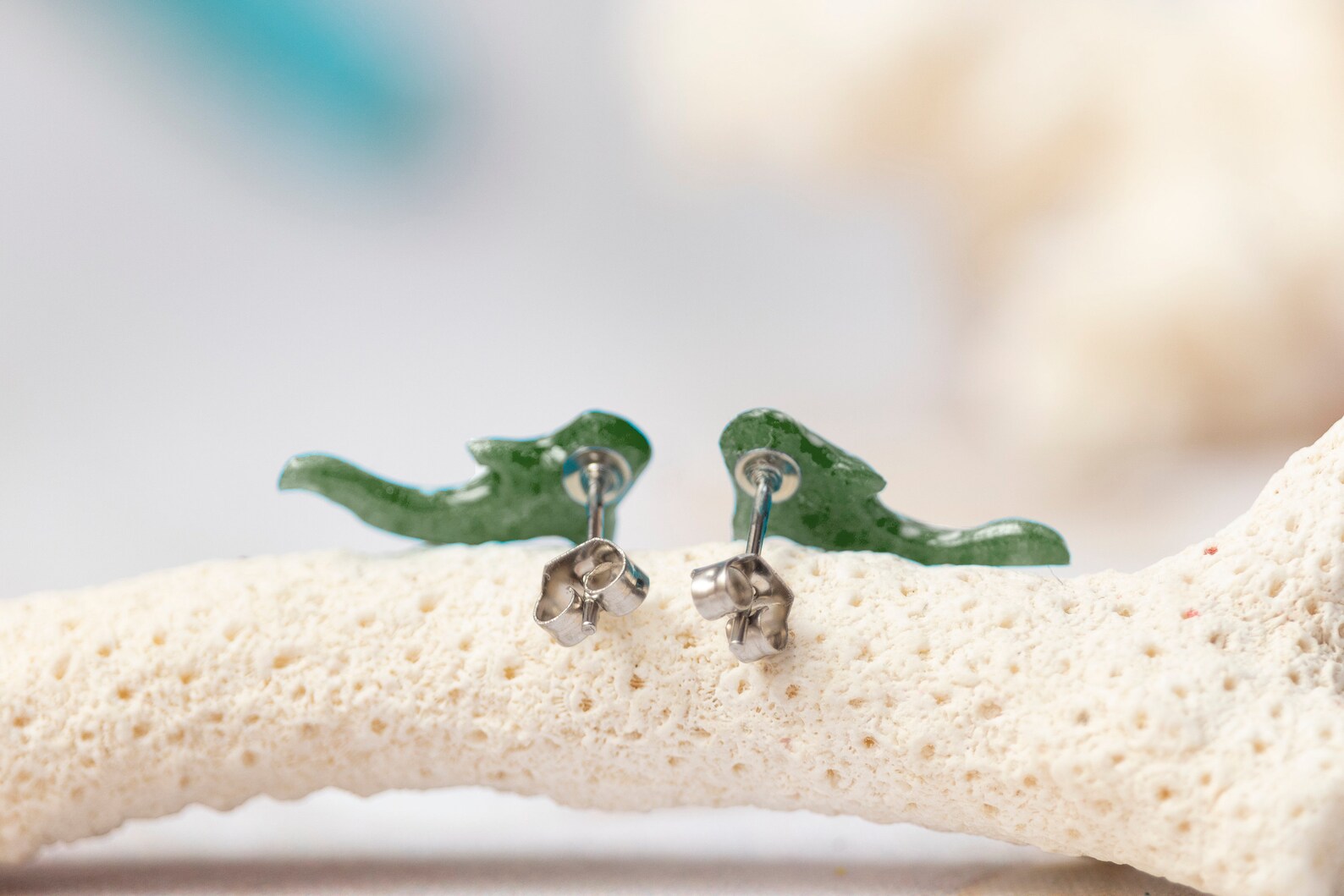 Minimalist Handmade Ocean Animal Earrings, Unique Resin Shark Ear ...